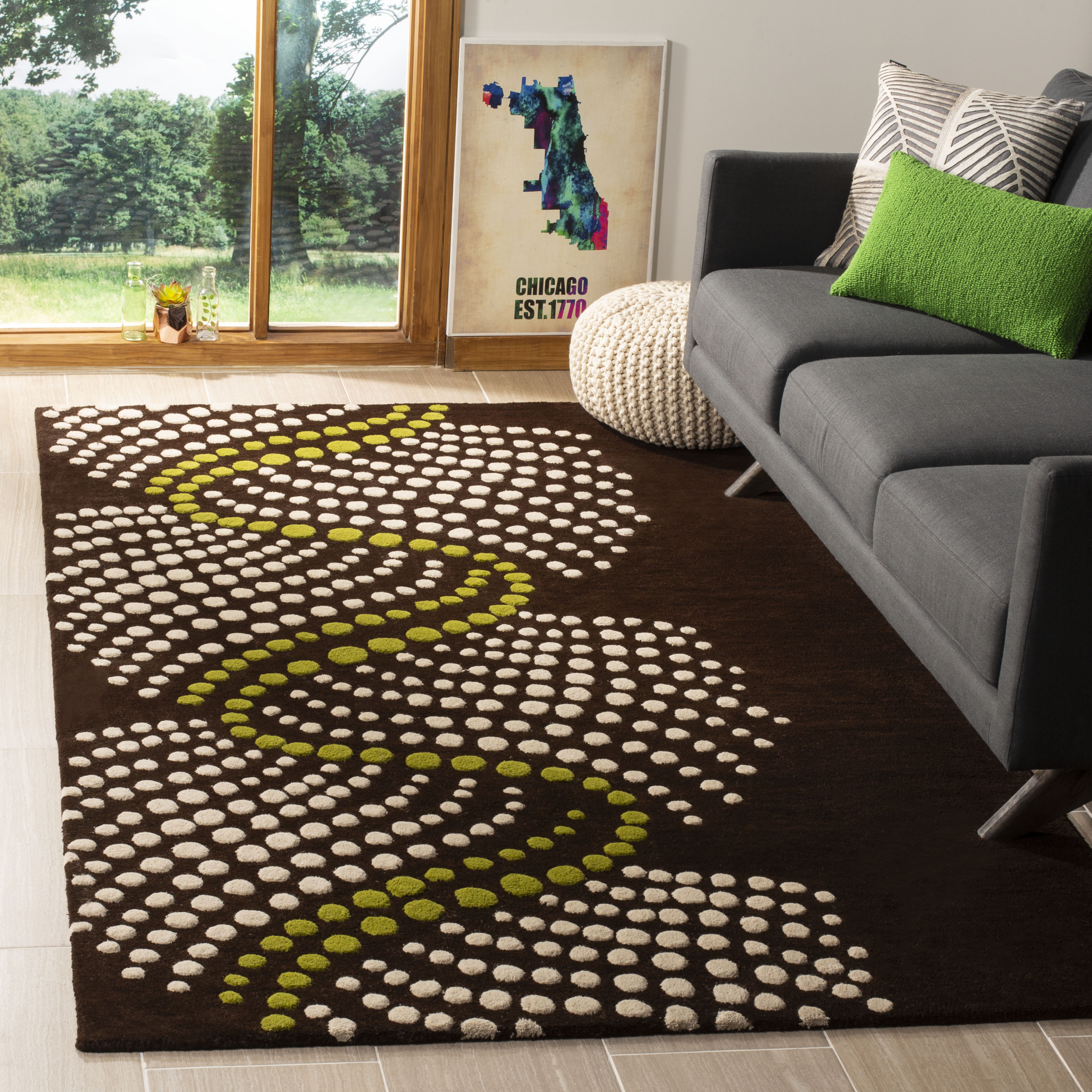 Safavieh Soho Waves Brown / Beige Wool Area Rug 6' Square - Soh727a-6sq ...